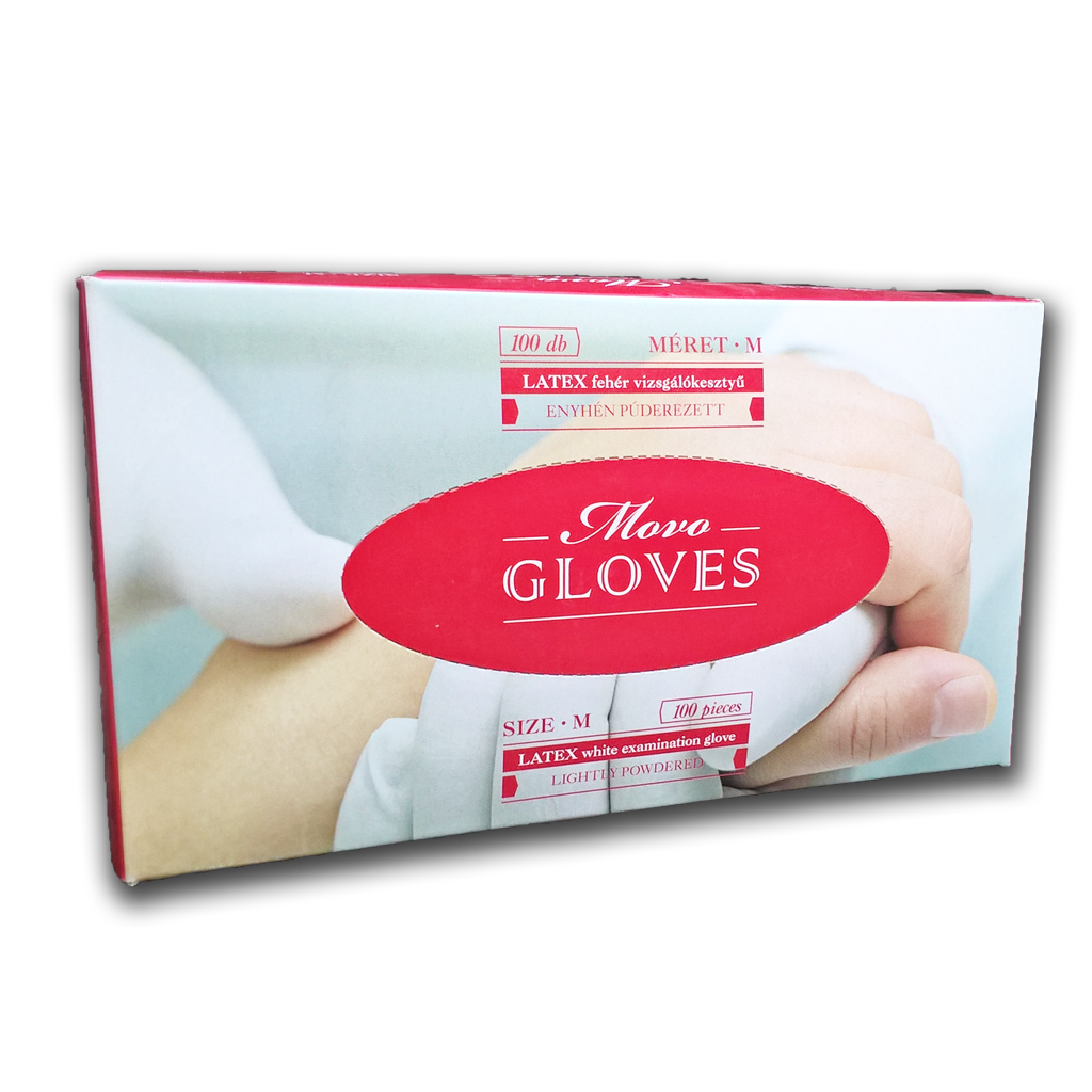 Examination Gloves Latex Powdered White MovoMed